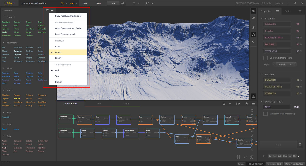 Quadspinner Gaea ist ein Landschafts Generator.